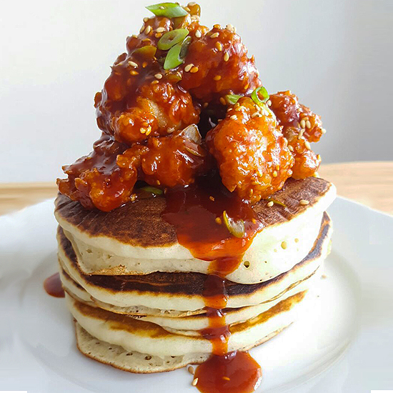 Spicy Maple Korean Fried Chicken Pancakes – Pancake Day – Leels Cooks